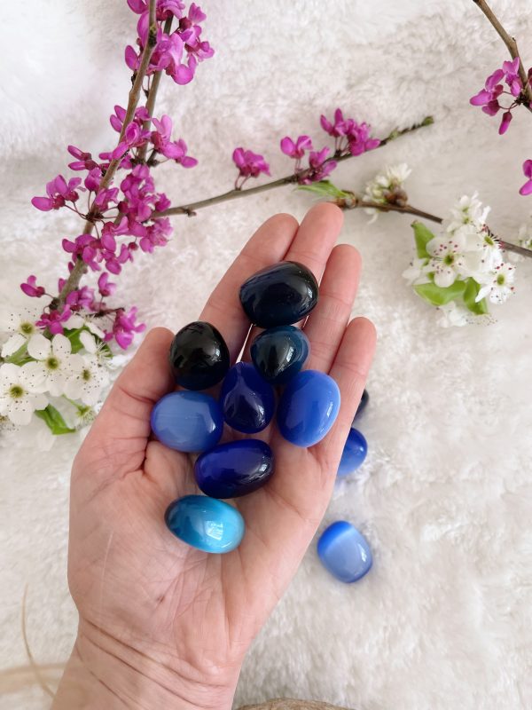 Cats Eye Blue Tumbled Stone - Crystal Empire Australia